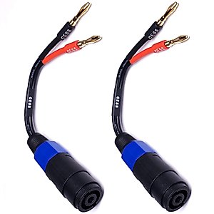 CNCESS CESS-004 Banana Plug to Female Speakon Speaker Adapter Cable 12AWG - 2 Pack (4mm Banana)