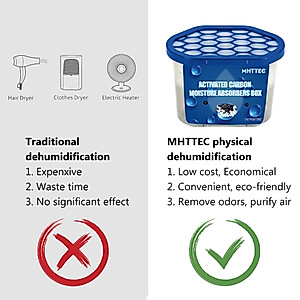 MHTTEC Moisture Absorbers Boxes with Activated Charcoal 4 Pack 230g Dehumidifiers for Closet Bathroom Basement Bedroom Disposable Desiccant for Car Moisture Absorbers for Home