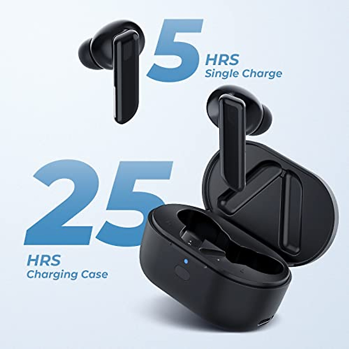 Phonicstudio Apex Pro Active Noise Cancelling Earbuds Bluetooth Headphones True Wireless Earbuds with Mic Bluetooth Earbuds 5.0 Immersive Sound Clear Call IPX5 25H for Sports/Work/Travel - Black