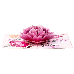 TRUANCE Pop Up Greeting Card, Pink Peony Flower, Birthday, Thank You Card, All Occasions