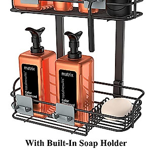 Nieifi Over The Shower Door Caddy Pantry Organizer Rack with Reliable Hooks, Sturdy Rust Proof Hanging Shower Organizer Shelf Basket Storage Rack, Bathroom Shelves Drill Free Extra Large