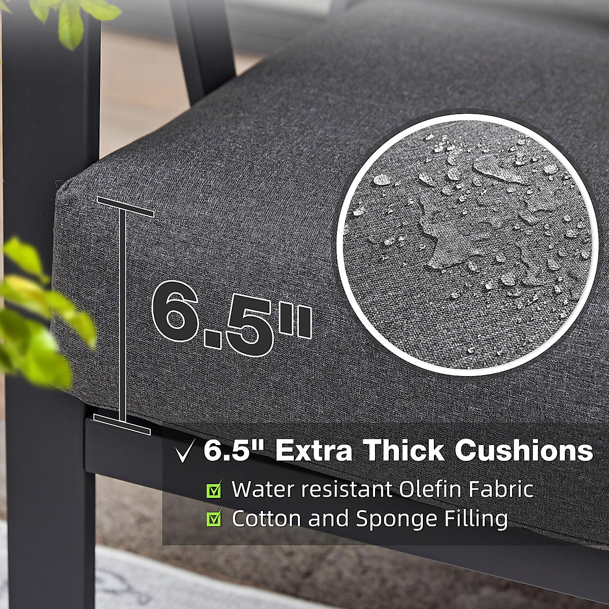 COMLAX FIELD Patio Porch Furniture Set, Patio Outdoor Rocking Chairs Set of 2 with Coffee Table, 3 Piece Metal Outdoor Patio Furniture Set, Small Patio Bistro Conversation Set, Grey