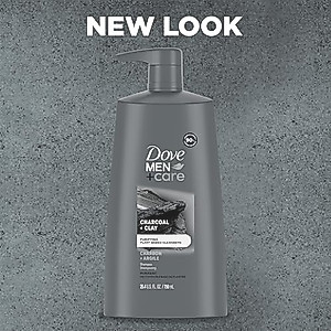 Dove Men+Care Men Shampoo For Healthy-Looking Hair Charcoal + Clay Naturally Derived Plant Based Cleansers 25.4 oz