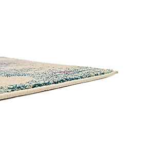 Unique Loom Positano Collection Coastal Modern Coral Lobster Shells Light Blue Area Rug (4' x 6')