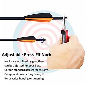 Mxessua 2 Piece Arrows Takedown Carbon Arrows Portable for Takedown Longbow Recurve Compound bow Survival Bow Traveling Spine 500, 12 Pack