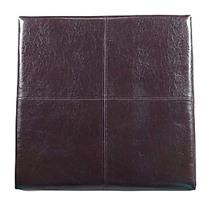Homepop Home Decor |K2380-E155 | Luxury Large Faux Leather Square Storage Ottoman | Ottoman with Storage for Living Room & Bedroom, Distressed Brown