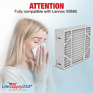 LifeSupplyUSA True HEPA Filter MERV 8 Replacement Compatible with Lennox X0585 X7930X7935 BMAC-14CE HCC14-23 HCXF14-10 Air Purifier