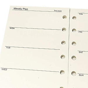 A7 Planner Refill, A7 Agenda Refill for Filofax,Undated, Monday Starts on Left, 6 Hole/100gsm, 45sheets/90pages,4.84 x 3.23'', Harphia(A7 Weekly Plan)