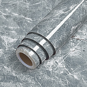 Erfoni Marble Contact Paper Blue Glossy Marble Wallpaper Marble Peel and Stick Wallpaper for Countertops 15.8inch x 197inch Granite Self Adhesive Removable Wall Paper for Cabinets Waterproof Vinyl