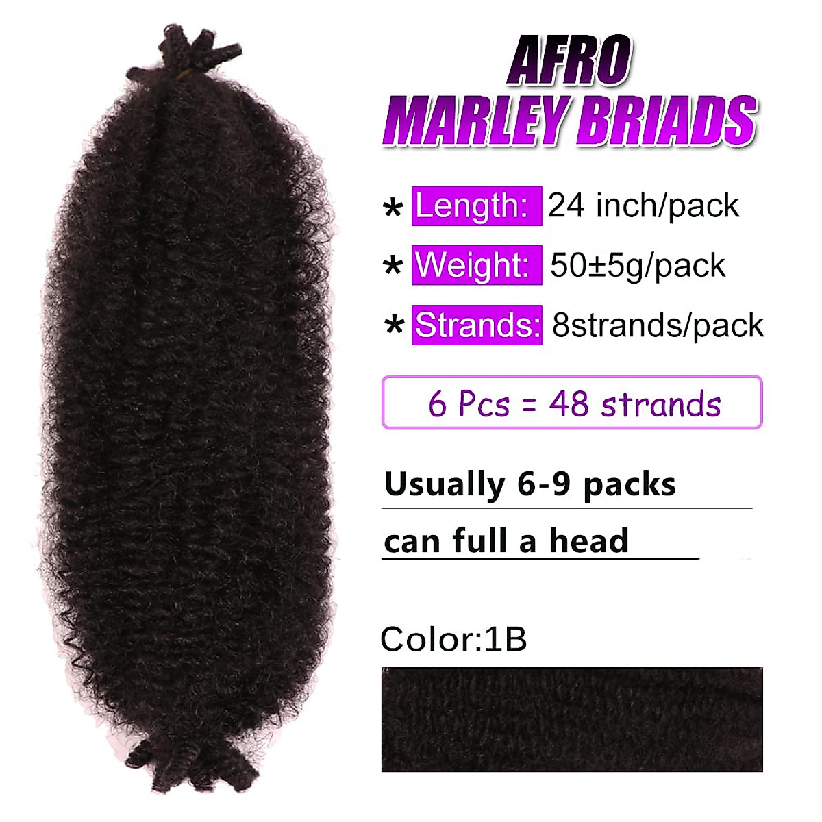 Seimainurs Springy Afro Twist Hair Marley Hair Spring Twist For Distressed Soft Locs Synthetic Pre-Separated Crochet Braiding Hair Marley Twist Hair Extension For Black Women (16 Inch (Pack of 3), 1B)