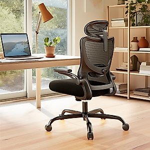 Marsail Ergonomic Office Chair: Office Computer Desk Chair with High Back Mesh and Adjustable Lumbar Support Rolling Work Swivel Task Chairs with Wheel 3D Armrests and Headrest
