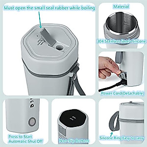 Falafale Compact Travel Electric Kettle, Portable Water Boiler, Heat Water Fast, Small Kettle for Tea Coffee Instant Ramen Automatic Shut off,11.8oz/350ml (Light Grey)