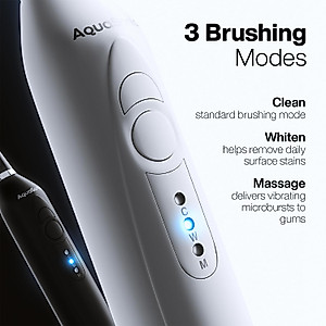 Aquasonic Duo - Dual Handle Ultra Whitening 40,000 VPM Wireless Charging Electric ToothBrushes - 3 Modes with Smart Timers - 10 Dupont Brush Heads & 2 Travel Cases Included