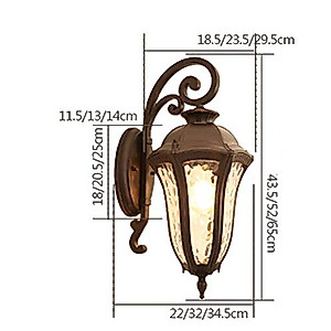 MUMUMI Waterproof Gate Villa Outdoor European Style Wall Lamp E27 Home Garden Creative Personality Coffee Color Wall Sconces Lights, Industrial Wall Light (Size : S)