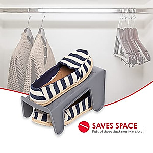 Home Basics 4 Piece Shoe Stacker, Gray