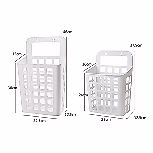 Laundry Hamper 1Pc Wall-Mounted Large Laundry Basket Household Bathroom Punching Free Dirty Clothes Storage Basket Plastic Hollow Out Hamper (Color : Medium Grey)