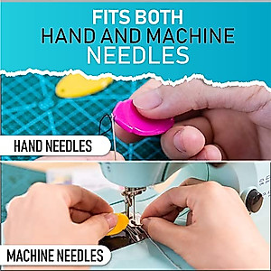 Hula Home Needle Threaders (50 Pieces), Fits All Needle Sizes, Simple Wire Loop Tool DIY Threader for Hand or Machine Sewing & Crafting with Case, 5 Colors