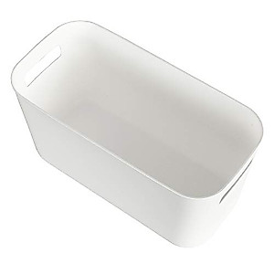 Yopay 4 Pack Plastic Storage Bin with Handle, White Bathroom Kitchen Organizer Bin for Organizing Hand Soaps, Body Wash, Shampoos, Lotion, Conditioners, Hand Towels, Cosmetic, Snacks, Seasoning