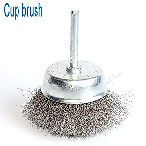 FPPO Stainless Steel Wire Wheel Brush & Crimped Cup Brush Kit for Drill,Fine Wire Diameter 0.0059 Inch,for Rotary Tool with 1/4-Inch Shank,Removal of Rust,deburring,paint (7pcs)