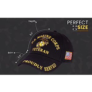 Trendy Zone 21 USMC Hat for Men and Women | Veteran Proudly Served Unisex Black US Marine Corps Cap, Officially Licensed Product | Semper Fi | Navy Blue