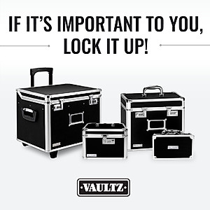 Vaultz File Organizer Box - 14 x 7 x 12.19 Inch Letter Size, Portable Locking Storage Totes with Dual Combination Locks for Filing Office Documents - Black