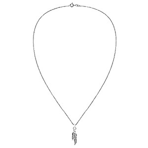 AeraVida Unisex Double Etched Feather Sterling Silver Dangle Necklace