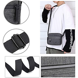 Small Canvas Crossbody Bag for Men,Small Shoulder Bag, Mini Messenger Bag for Cell Phone, Portable mobile phone coin bag (B-Grey)
