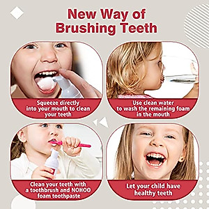 NOHOO Kids Foam Toothpaste with Fruit Flavor, Fluoride Free Natural Formul, Foam Toothpaste for Electric Toothbrush (Strawberry+Orange+Peach+Cantaloupe)