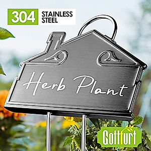 Metal Plant Labels - 25 Pack Weatherproof Garden Plant Markers, Reusable Outdoor Plant Label Stakes for Herb Flowers Vegetables Seedlings with a Pen, Height 11", Label Area 3.2" x 1.2" - Black