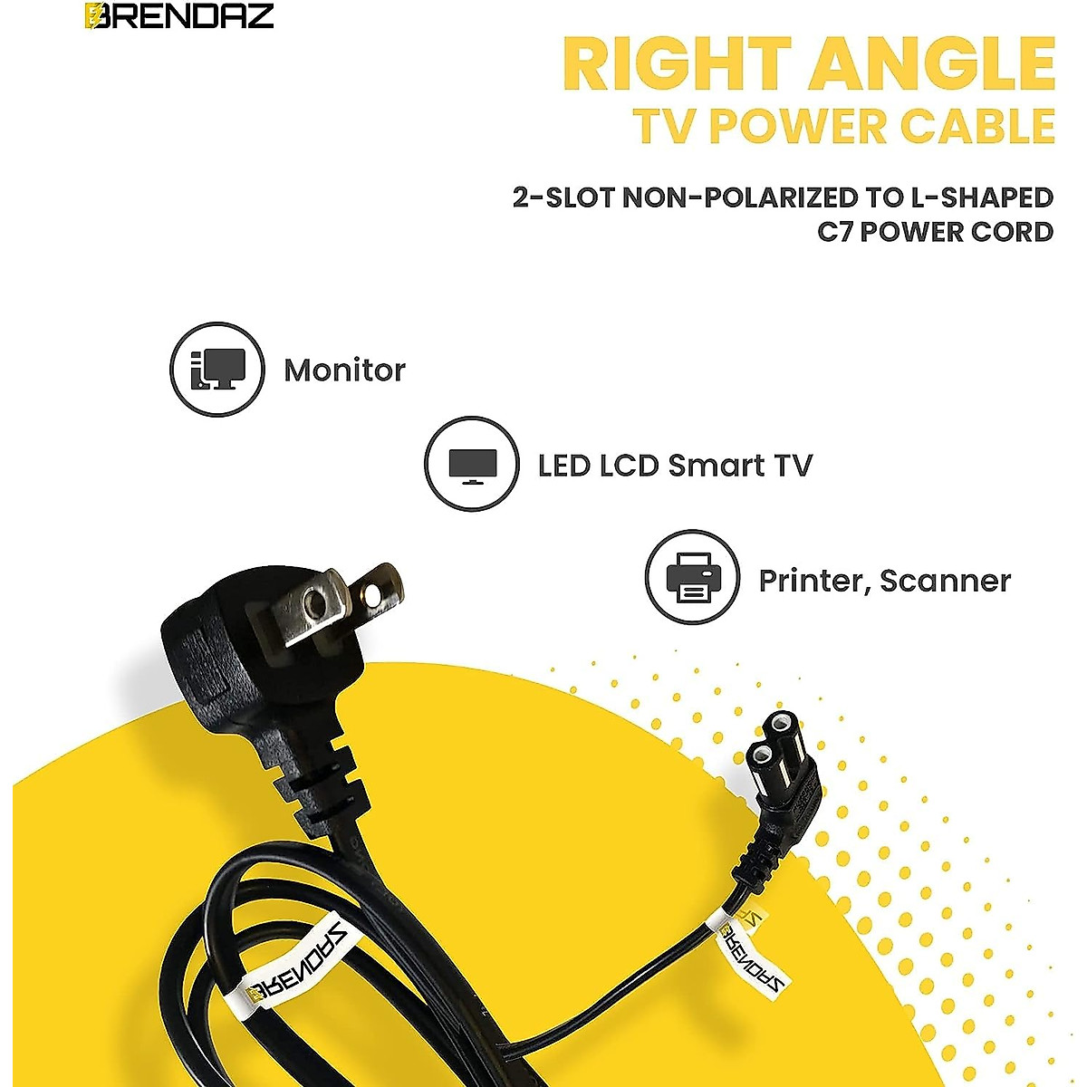 Right Angle Power Cord for Printers, 2 Slots Angled Power Cable Compatible with Bose Home Speaker 500
