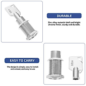 TEHAUX Vending Machine Lock Key, Tubular Cam Lock Soda Machine Lock Key Set Universal Snack Machine Lock Zinc Alloy Cam Lock with Key for Vending Machine Metal Tool Box (Random Style)