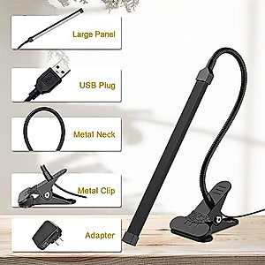 LEPOWER Led Clip on Light/Reading Light with Gooseneck 5W Book Light Color Temperature Changeable Clip Light and Piano Light (Metal)
