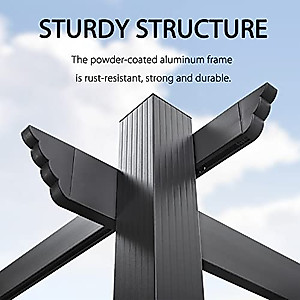 PURPLE LEAF 10' X 13' Outdoor Retractable Pergola with Sun Shade Canopy Patio Metal Shelter for Porch Garden Beach Pavilion Grill Gazebo Modern Yard Grape Trellis Pergola, Gray