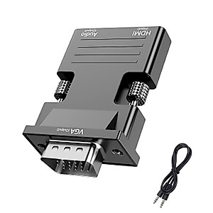 BERLAT HDMI to VGA Adapter Converter, Audio Output Computer Set-top Box Connector Dongle for Laptop, PC, Monitor, Projector, HDTV, Chromebook, Roku, Xbox -3.5mm Stereo Cable Included