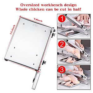 HENWAFX Manual Ribs Meat Chopper Slicer 13.5 inch Stainless Steel meat chopper for home use beef jerky slicer Frozen Meat Vegetable Food Chicken Duck and Fish Cutter (KD0288)