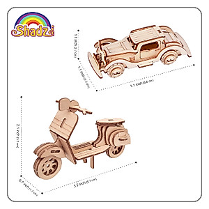 Wooden Puzzle 3D Miniature Vehicles Bundle DIY Set Wooden Model Kit 12 Pack, Model Building Craft, Puzzle toys Games for Kids and Adults