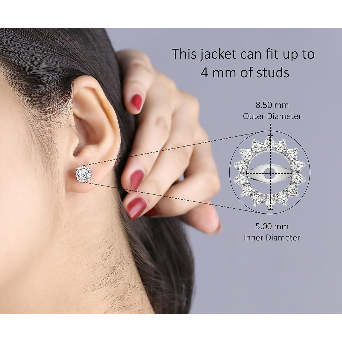 Dazzlingrock Collection 0.30 ctw Round White Diamond Circular Shaped Removable Earring Jackets for Women in 10K White Gold