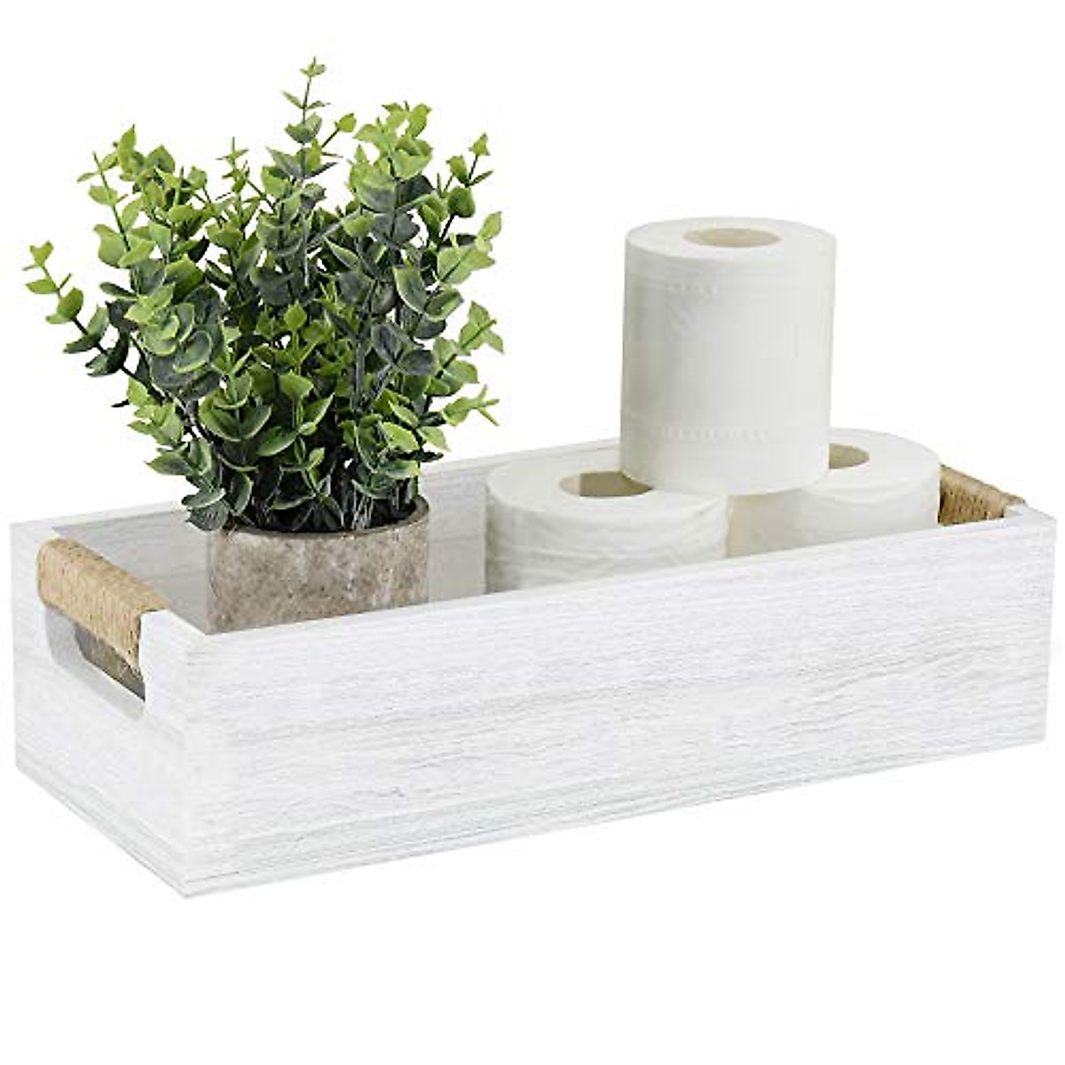 Bathroom Decor Box Toilet Paper Holder Wood Toilet Tank Box Toilet Paper Storage Basket with Artificial Flower Toilet Tank Tray Bathroom Kitchen Table Counter Funny Farmhouse Rustic Home Decor