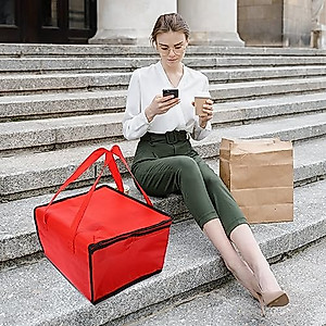 UPKOCH 2pcs Insulated Reusable Grocery Bags Thermal Cake Bags Delivery Cooler Bag Collapsible Picnic Tote Bag Carrier Delivery Bag for Cake Ice Cream Red 30cm