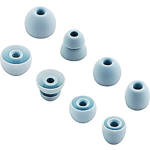 Rayker Ear Tips Compatible with Powerbeats Pro, Soft Silicone Earbud Tips Eartips, S/M/L/ Double Flange Sizes Include, Compatible with Powerbeats Pro PB Pro, 8 Pairs, Glacier Blue