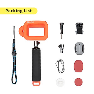 SEASKY Floaty Soft Foam Case & Hand Grip Stick Kit Set Accessories for Gopro Hero 12/11/10/9 Black Action Sports Camera Snorkeling Surfing, Wakeboarding Floating Protective Cage housing Shell Cover