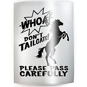 WHOA REARING HORSE TRAILER - PICK COLOR - Back Door Caution Sign Vinyl Decal Sticker A