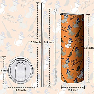 Mosdeim Halloween Tumbler 20 oz Travel Holiday Coffee Mug Witch Cat Skinny Tumblers with Lid and Straw Stainless Steel Insulated Coffee Cups Holloween Gifts for Women Girls