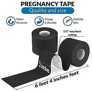 Back & Bump Comfort Pregnancy Tape - Maternity Belly Support Tape | #1 Pregnancy Gifts For Women, Pregnancy Belt - Gift for Expecting Mom (Black)