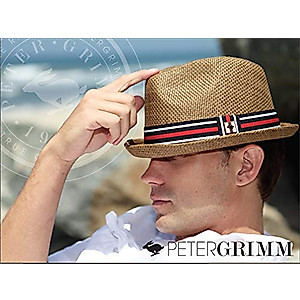Peter Grimm Men's Standard Depp Natural Straw Fedora, Brown, XX-Large