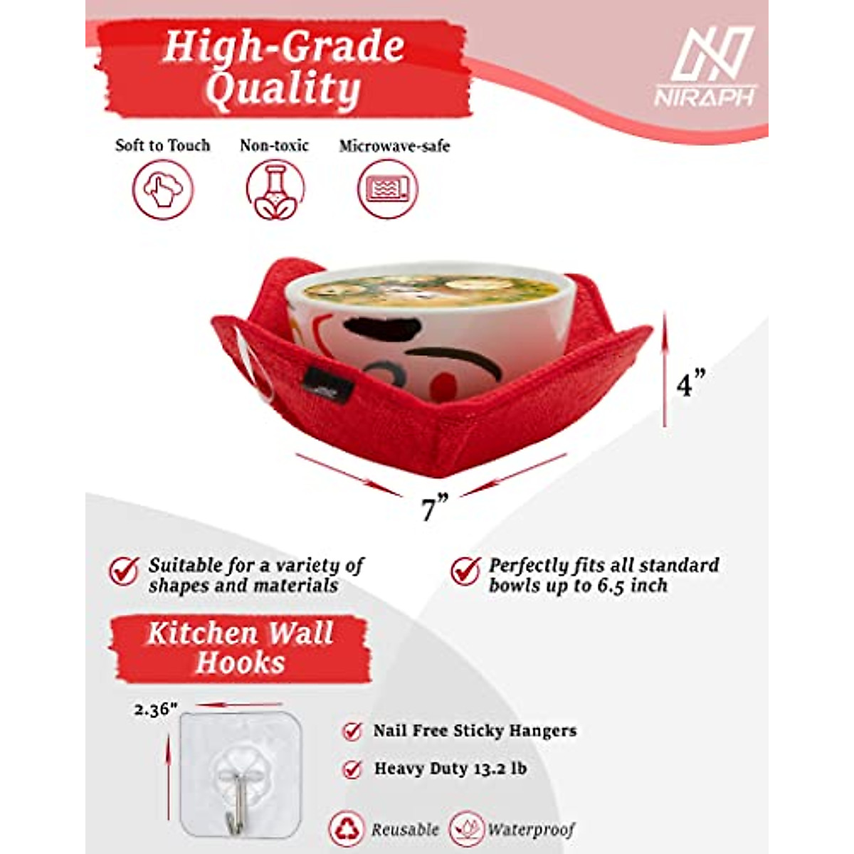 Hot Bowl Holders Microwave Safe - Microwave Bowl Holders - Pot Holders Soup Bowl Cozy -Bowl Potholders for Microwave Holder - Multipurpose Microwave Safe Bowl Holders for Hot Food - Plate Cozies