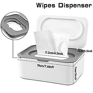 NOVWANG Wipes Dispenser Baby Wipe Holder with Lids, Keeps Wipes Fresh, Refillable Wipes Container with Sealing Design, Bathroom Tissues Wipes Case Box, Grey