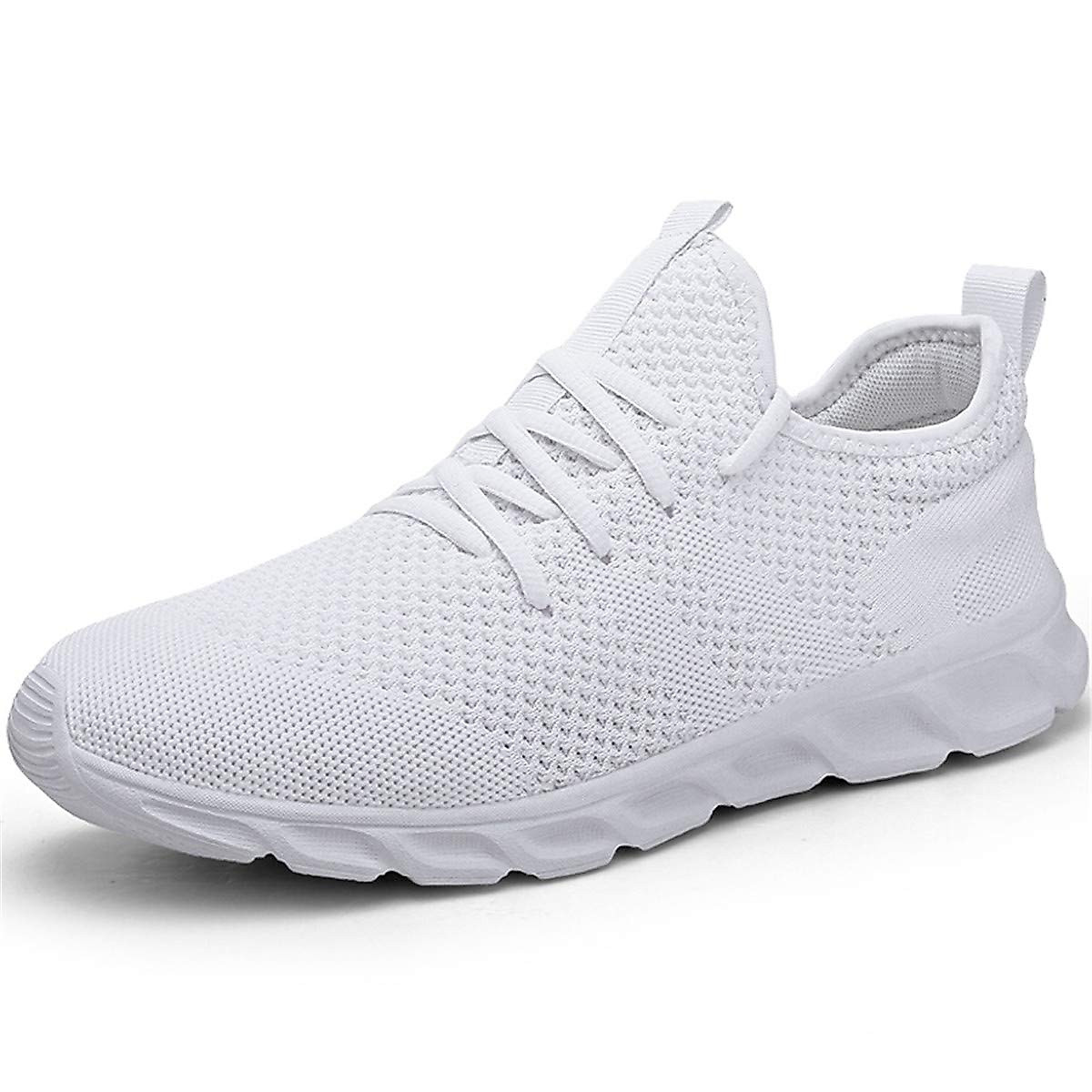 Damyuan Mens Lightweight Athletic Running Walking Gym Shoes Casual Sports Shoes Fashion Sneakers Walking Shoes White,8.5