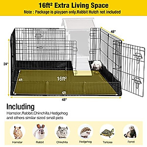 Aivituvin Pet Playpen Small Animal Cage Rabbit Pen Bunny Guinea Pig Playpen with Waterproof Floor Liner - Extension Playpen ONLY