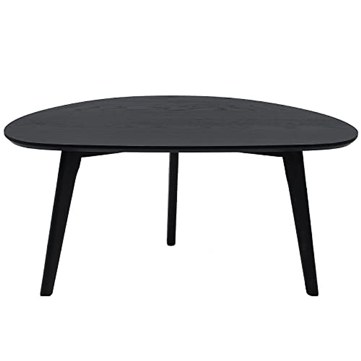 FIRMINANA Small Black Oval Coffee Table for Small Space Mid Century Modern Coffee Table for Living Room-Black-18.9" D x 33.47" W x 15.75" H